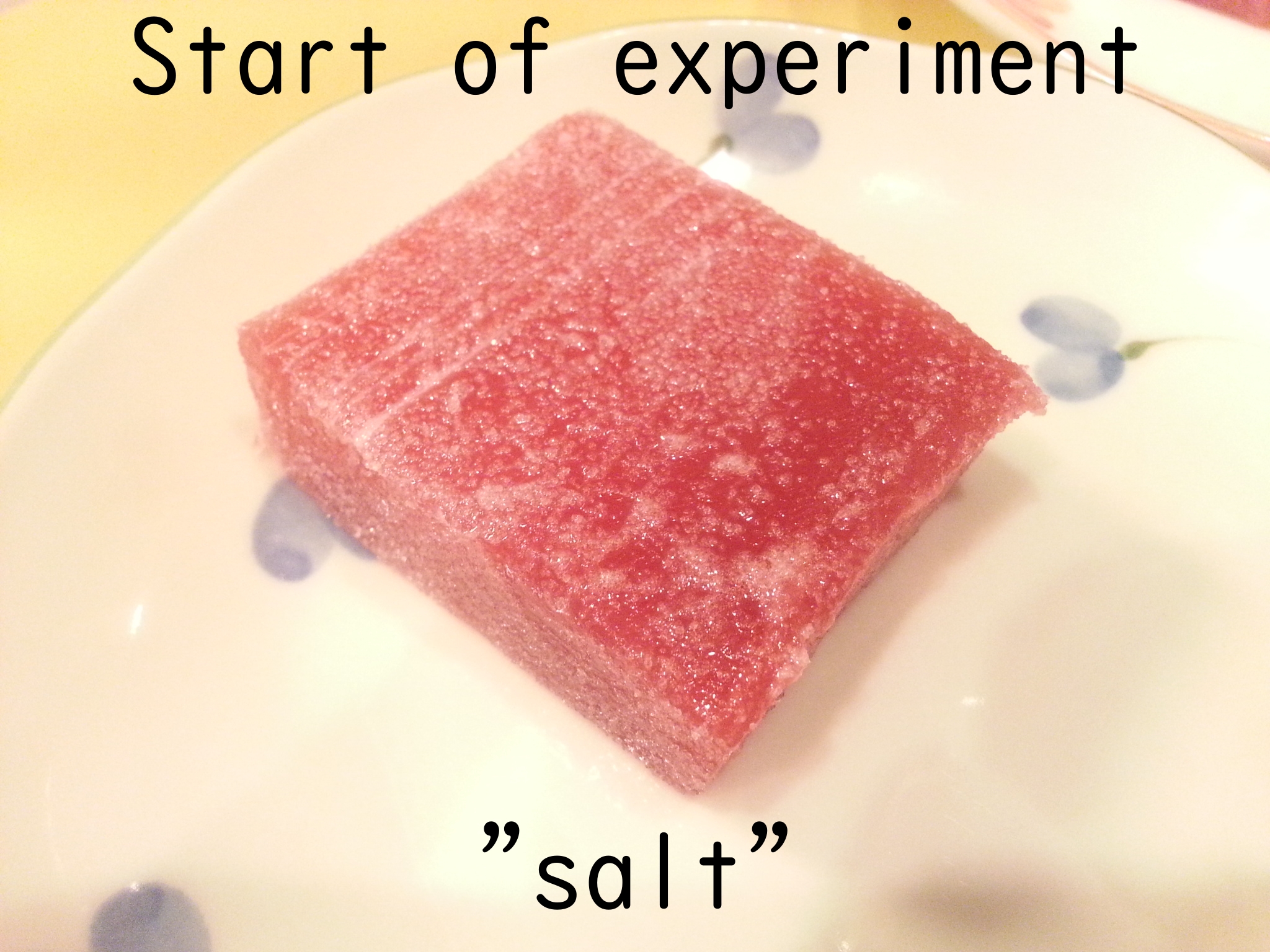 Sashimi treated with sugar or salt to compare tastes (tuna & salmon ...